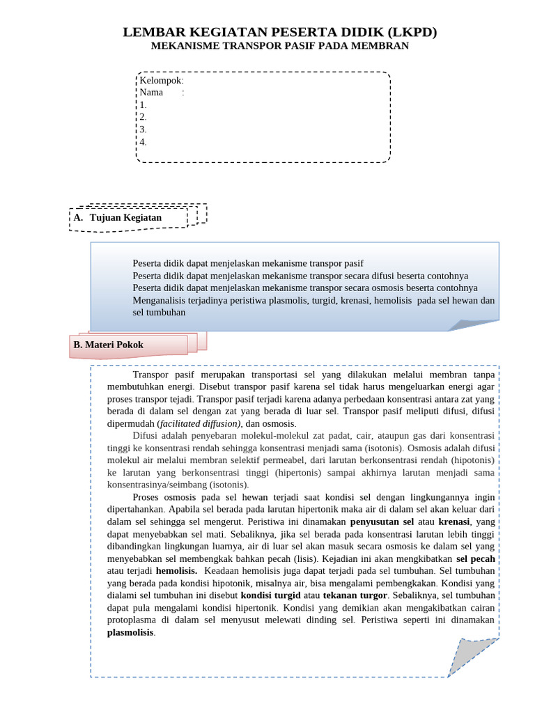 LKPD 1 Bioproses Sel | PDF