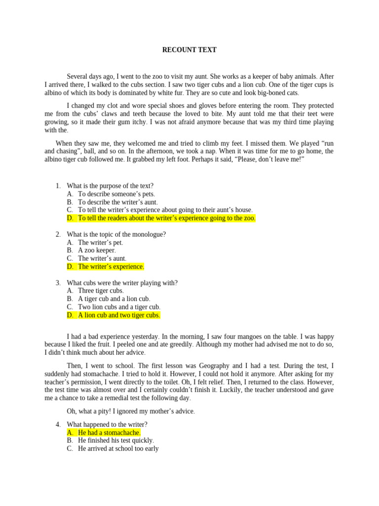 Ing - CC - 8 Recount+narrative | PDF