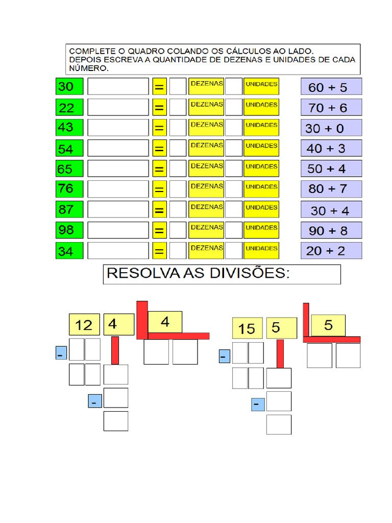 divisão e atividades matemática adaptada | PDF