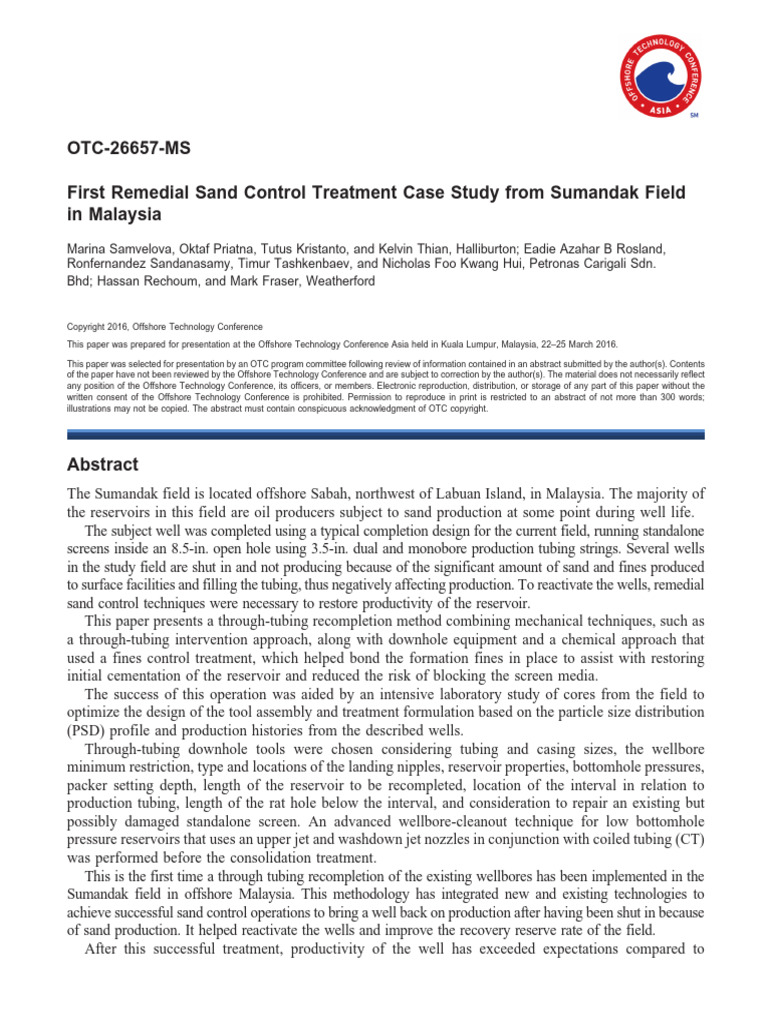 First Remedial Sand Control Treatment | PDF | Casing (Borehole ...
