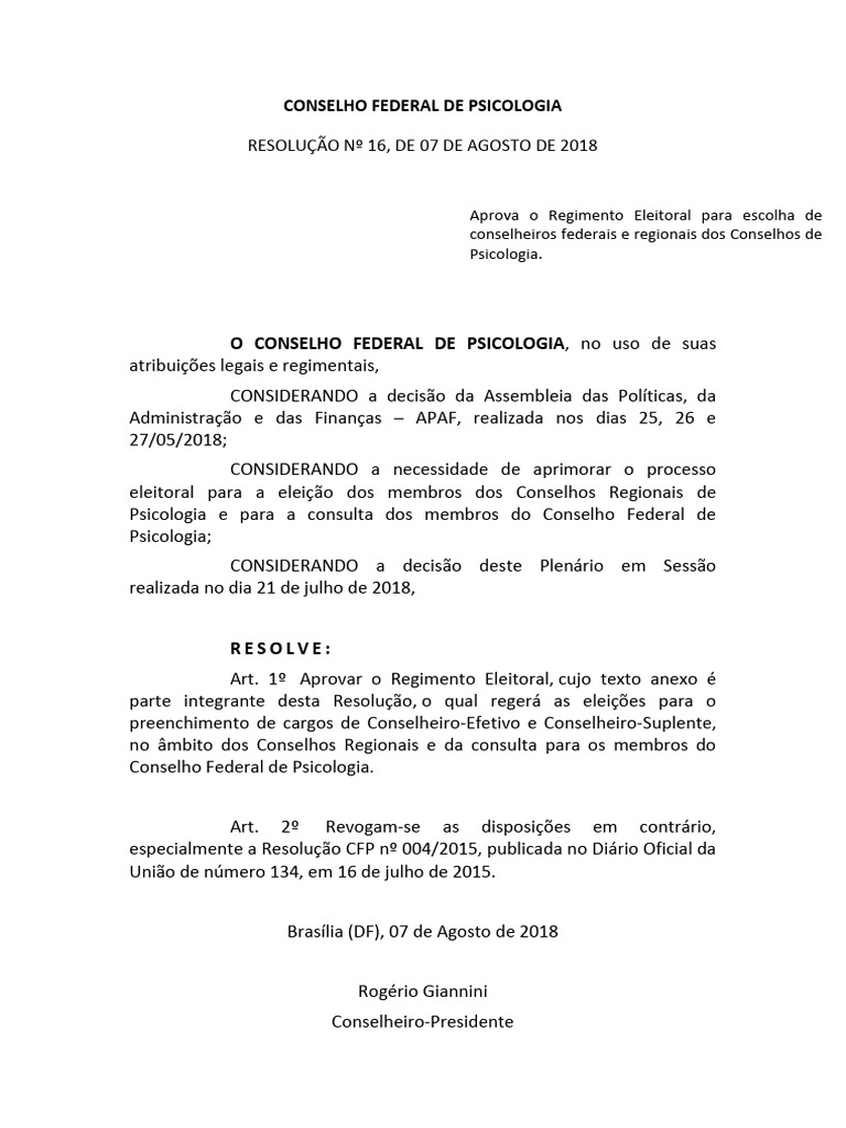Resolucao CFP 16 2018 CFP BR | PDF
