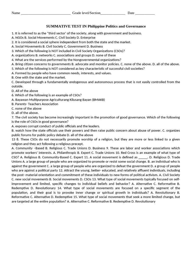 summative test PPG2 | PDF