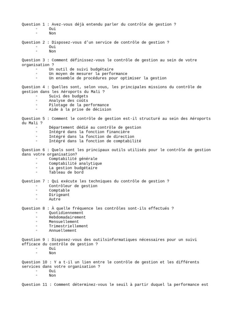 Questionnaire de Mémoire | PDF