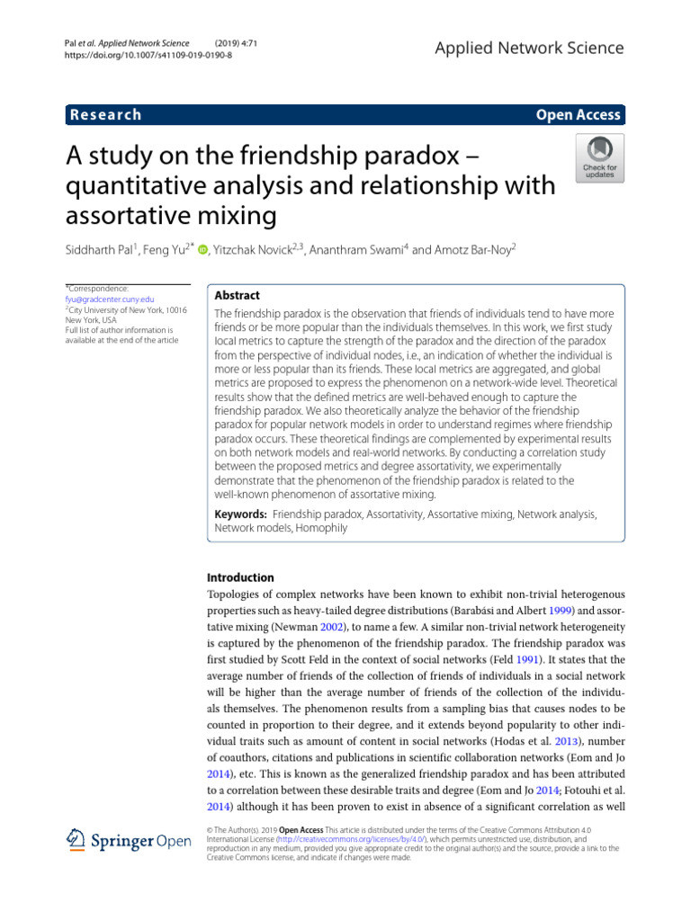 2019 A Study On The Friendship Paradox | PDF