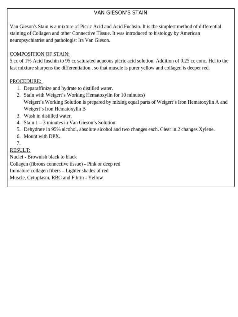 Van Gieson's Stain | PDF