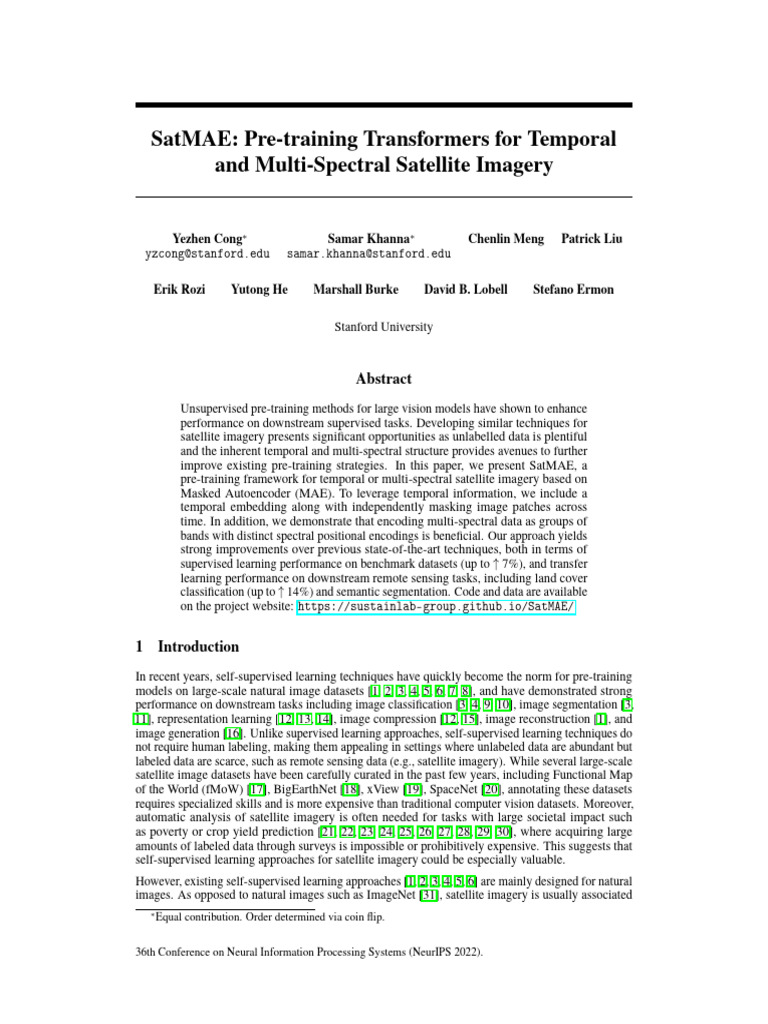 NeurIPS 2022 Satmae Pre Training Transformers For Temporal and Multi ...