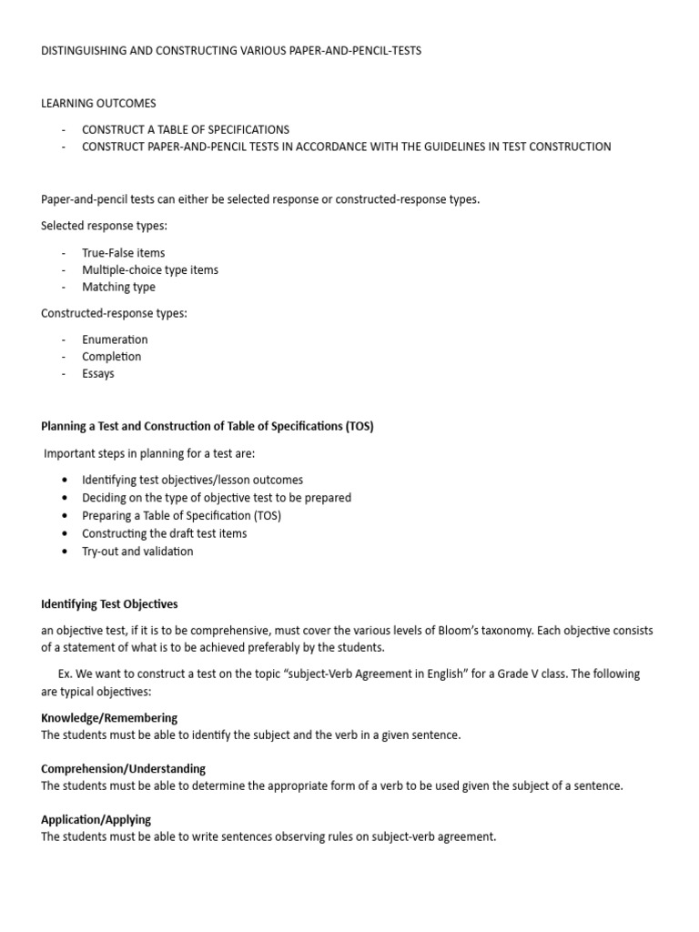 Constructing Selected Response Type | PDF
