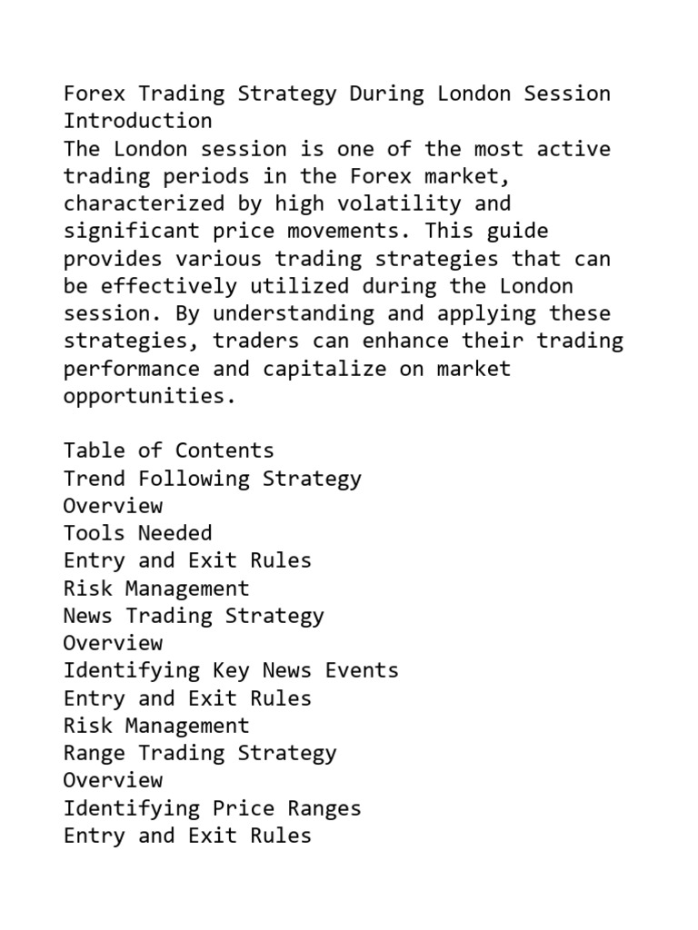 Forex Trading Strategy During London Session | PDF