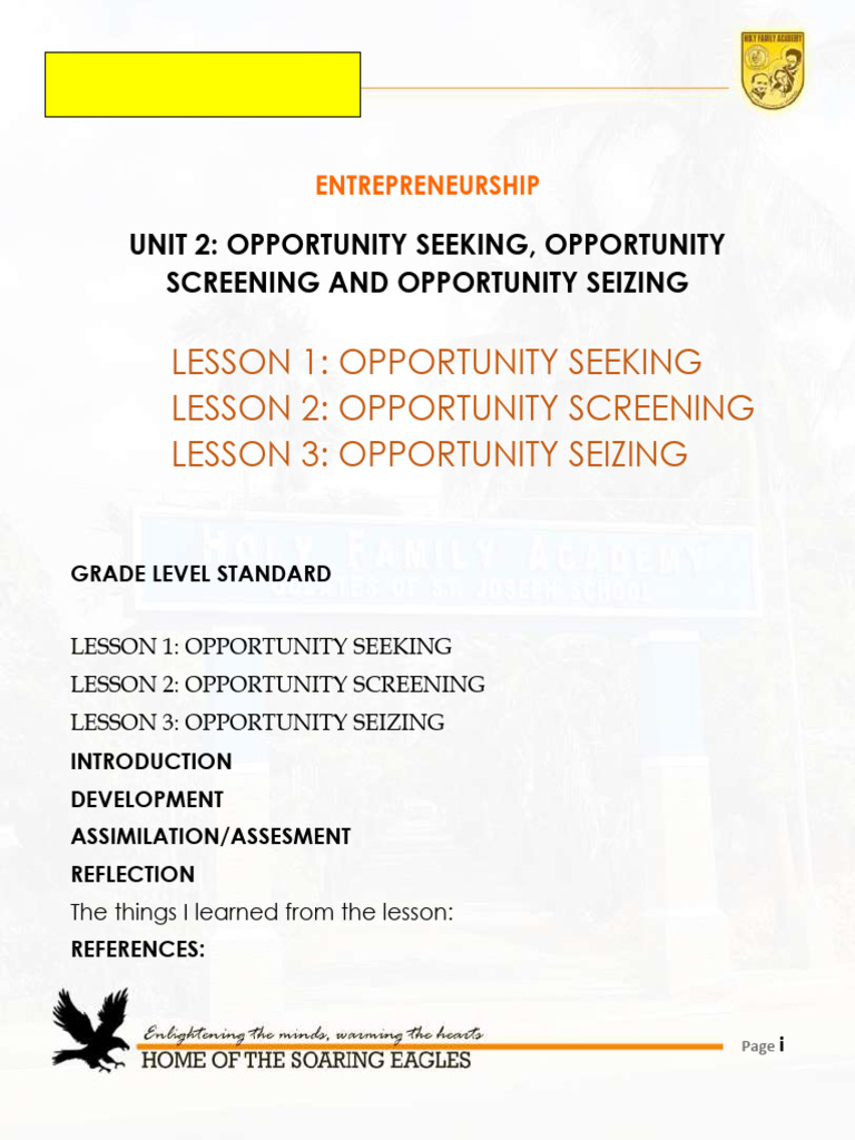 6.1-Entrep Q1 Lesson-2 Week-2 | PDF