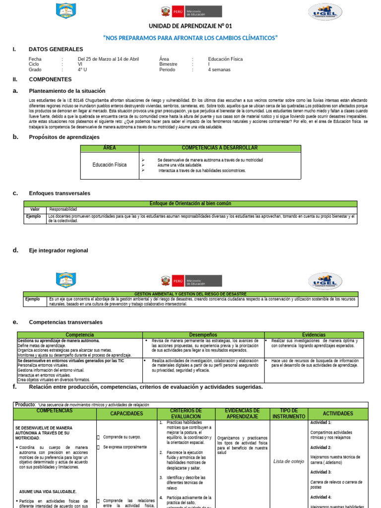 Unidad de Aprendizaje N 01 2024 Cuar | PDF