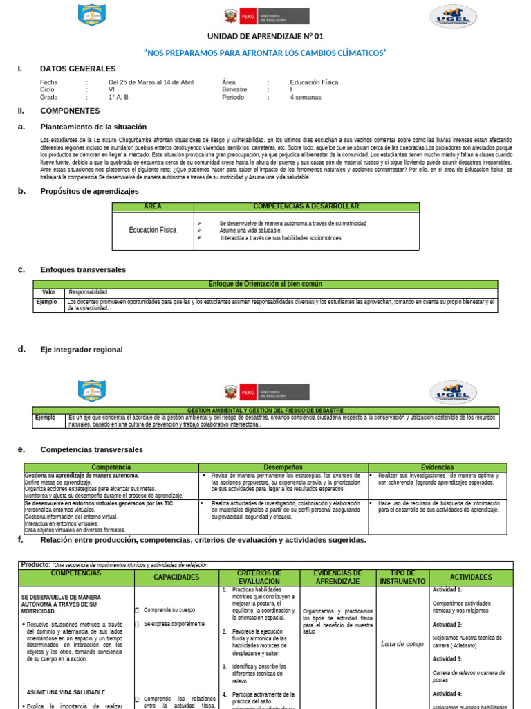 Unidad de Aprendizaje n 01 2024 Prim | PDF