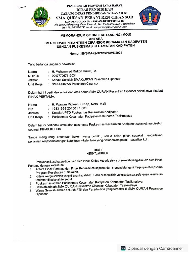 Mou Dengan Puskesmas Pdf