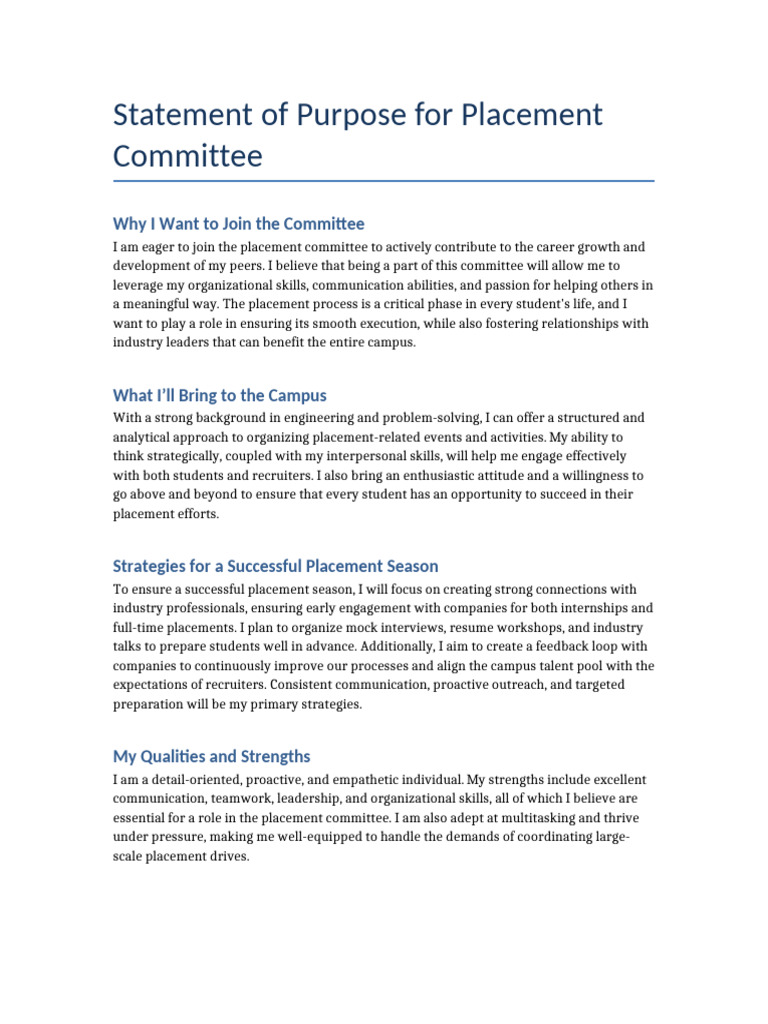 SOP_Placement_Committee_Siddhant | PDF