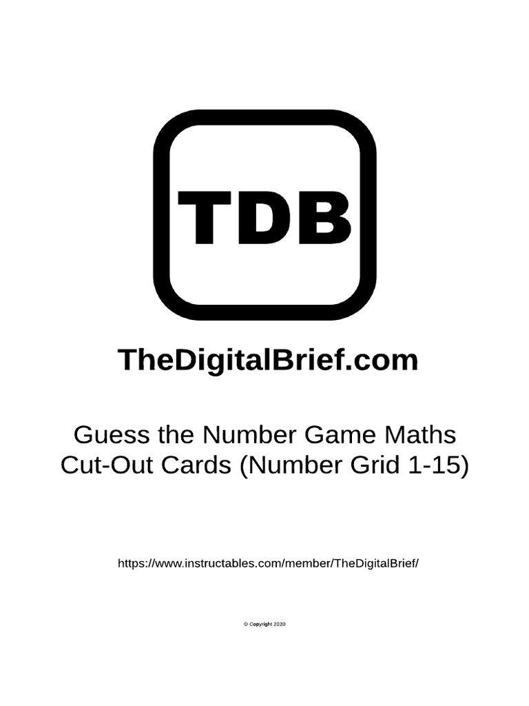 Guess The Number Game Maths Grid 1-15 Cut Out | PDF