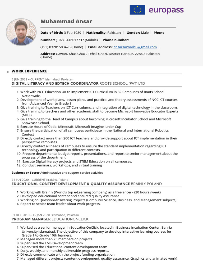 CV - Muhammad Ansar | PDF