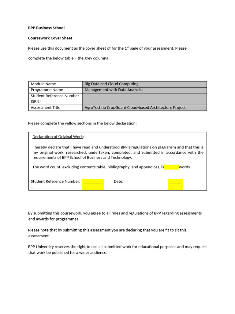 Big Data and Cloud Summative Assessment Brief - CW1 1 | PDF