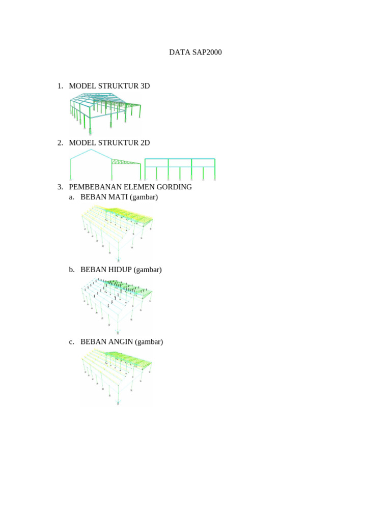 Data Sap2000 (Keperluan) | PDF