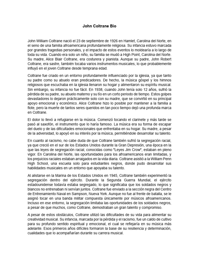 John Coltrane Bio | PDF