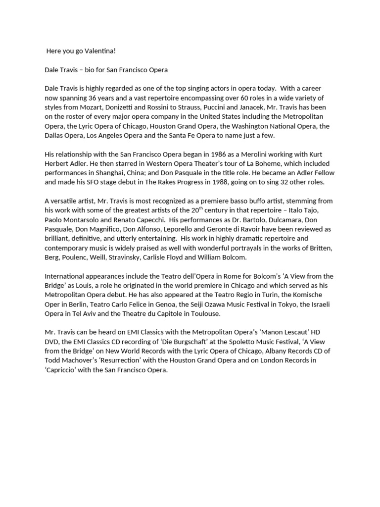 Dale Travis Bio 6-2021 | PDF