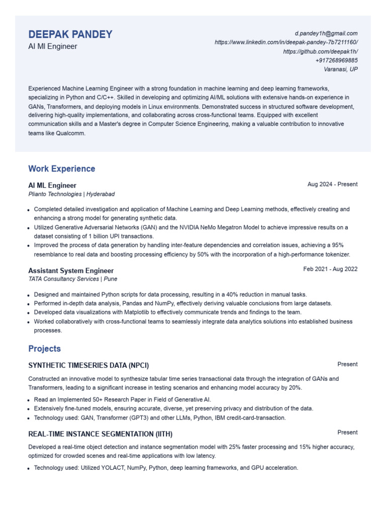 Resume AI ML Engineer | PDF