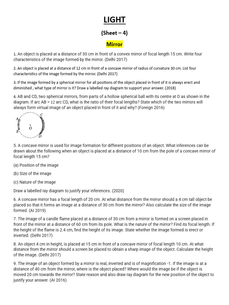 light numericals | PDF