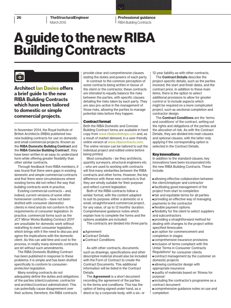 A Guide To The New RIBA Building Contracts | PDF