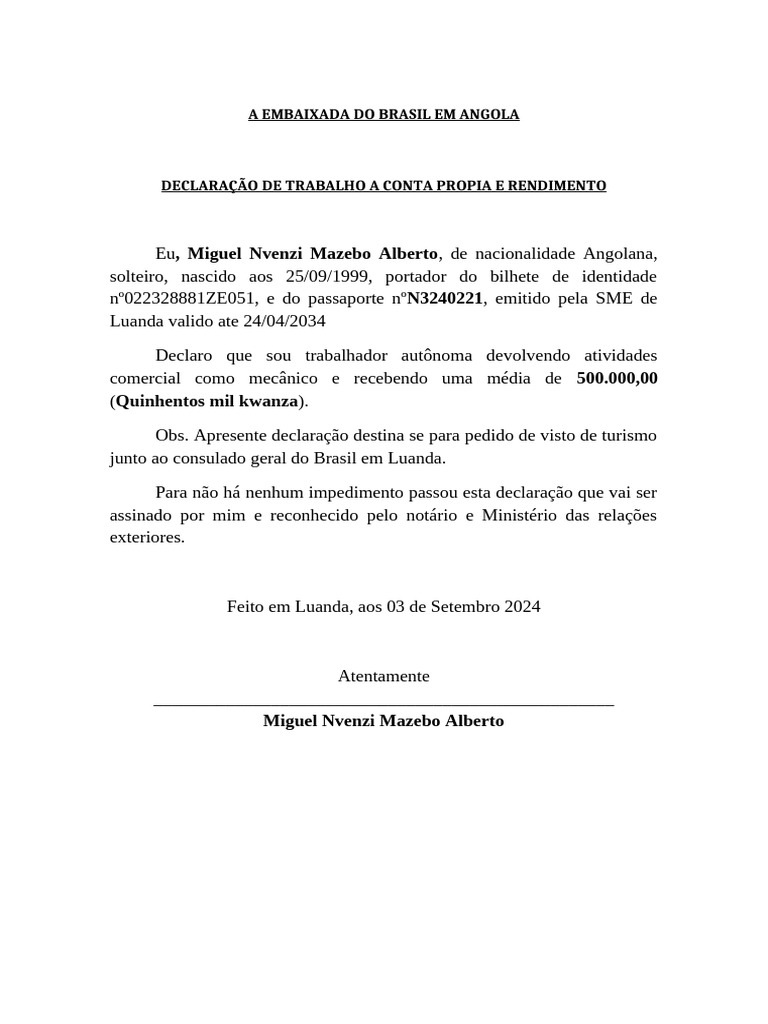 Declaraçao | PDF