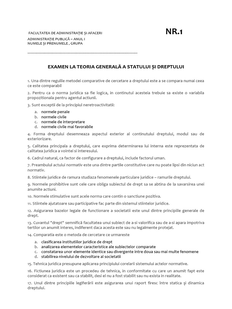 Examen TGD - nr.1 | PDF