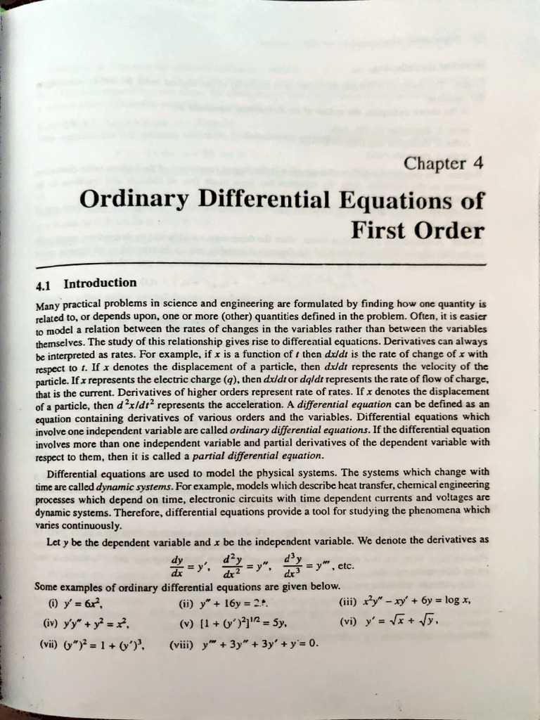 Ordinary Differential Equations Chapter | PDF