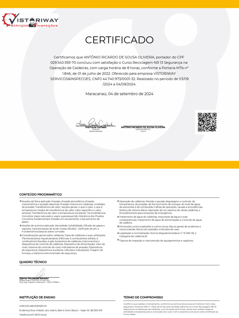 Certificado Antônio Ricardo de Sousa Oliveira | PDF