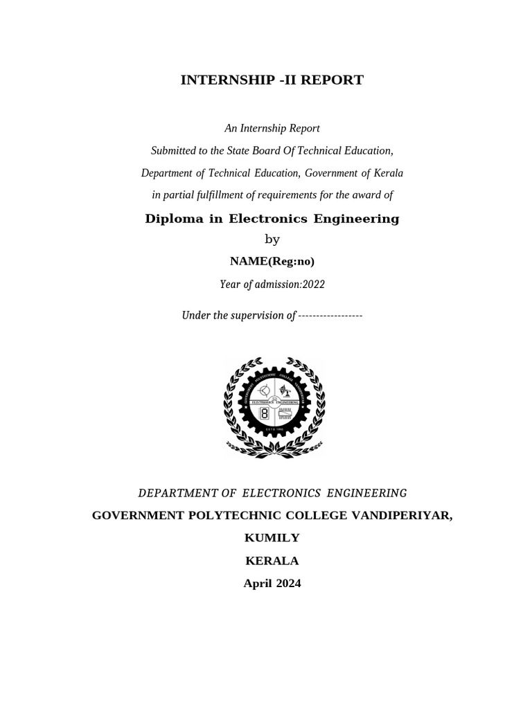 INTERNSHIP II Front Pages | PDF