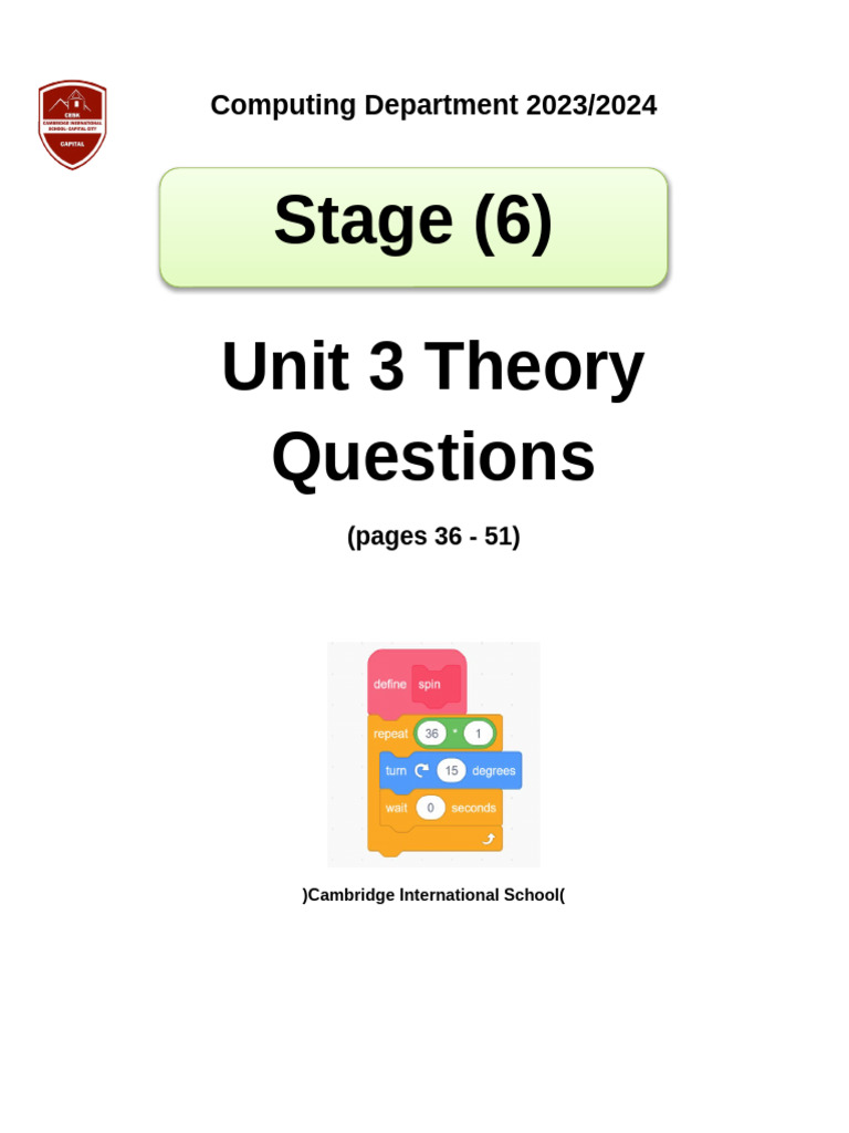 Answer Keys Computing Grade 6 Unit 3 Theory Questions | PDF
