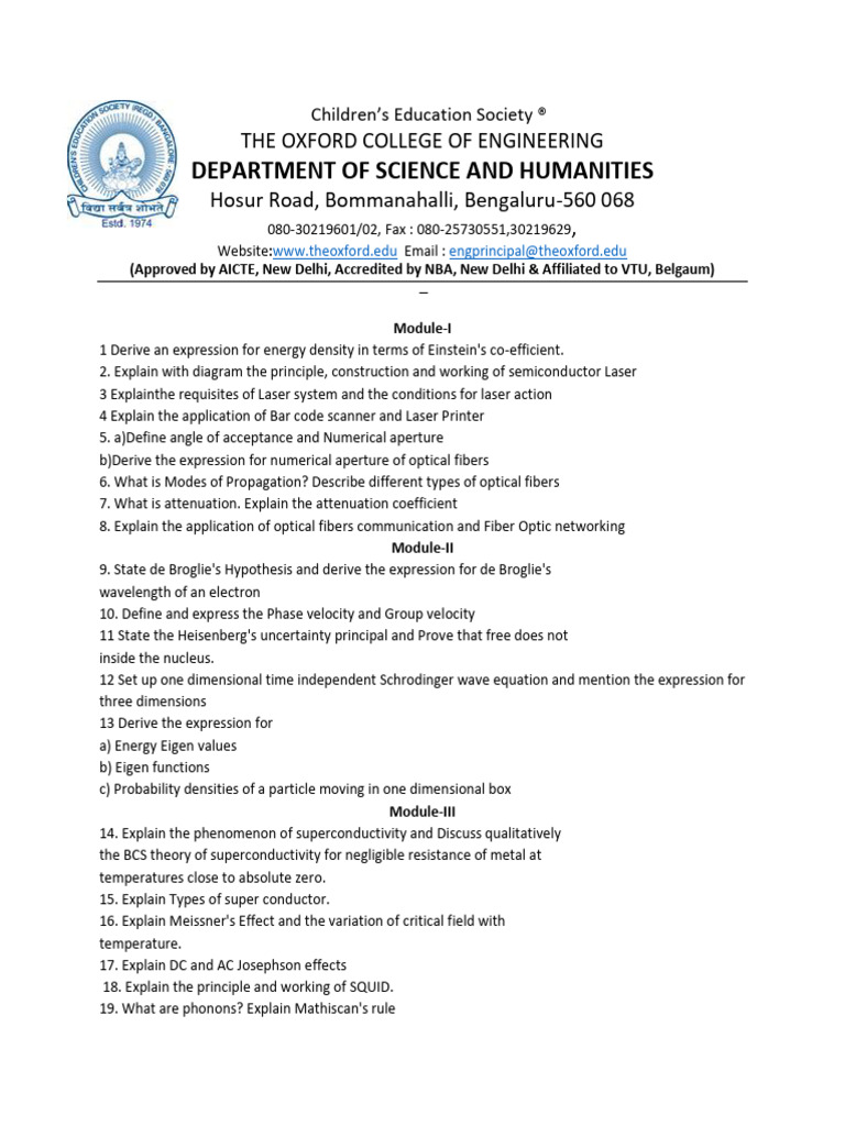 Applied Physics CSE Stream Question Bank 2022-23 | PDF