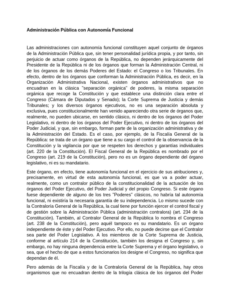 Autonomía Funcional en la Administración Pública | PDF | Judicaturas ...