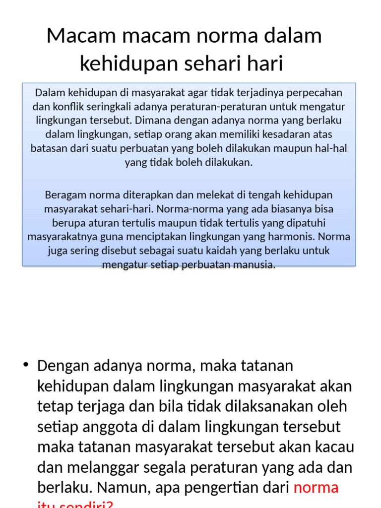 Macam Macam Norma Dalam Kehidupan Sehari Hari | PDF