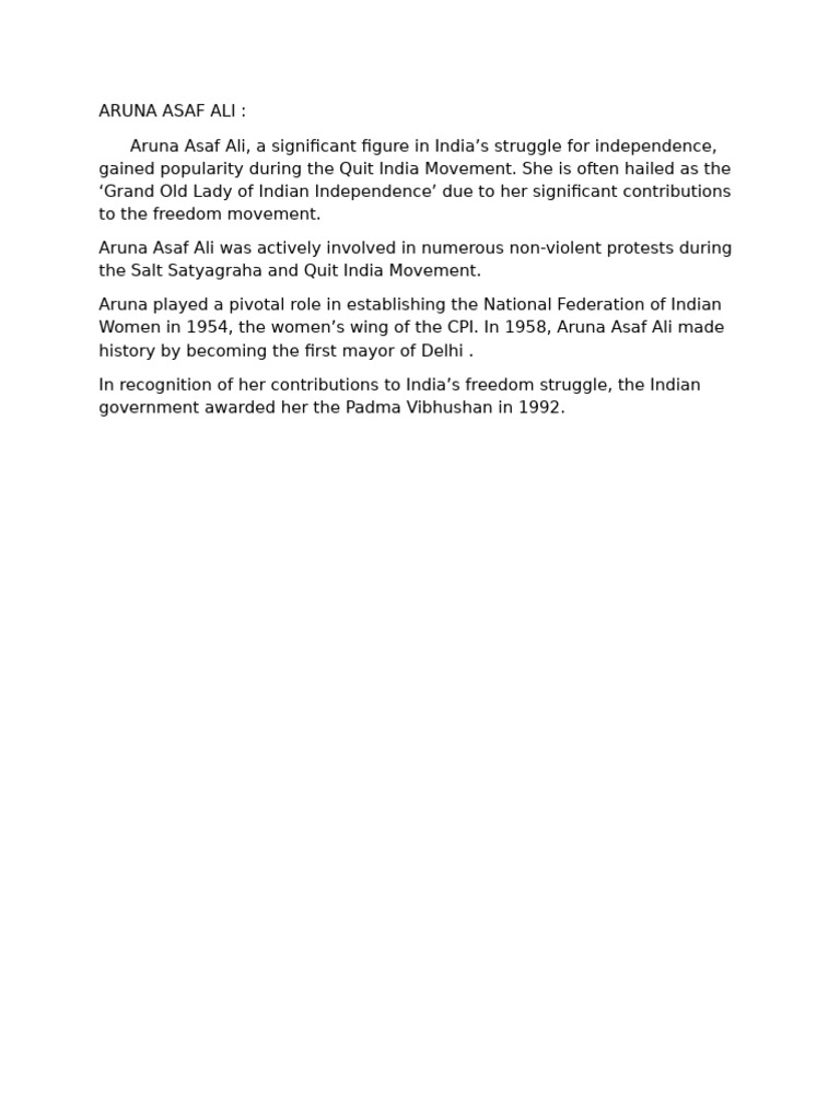 Aruna Asaf Ali | PDF