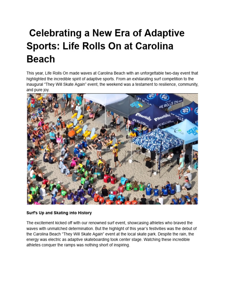 Life Rolls On: Adaptive Sports at Carolina Beach | PDF | Science ...