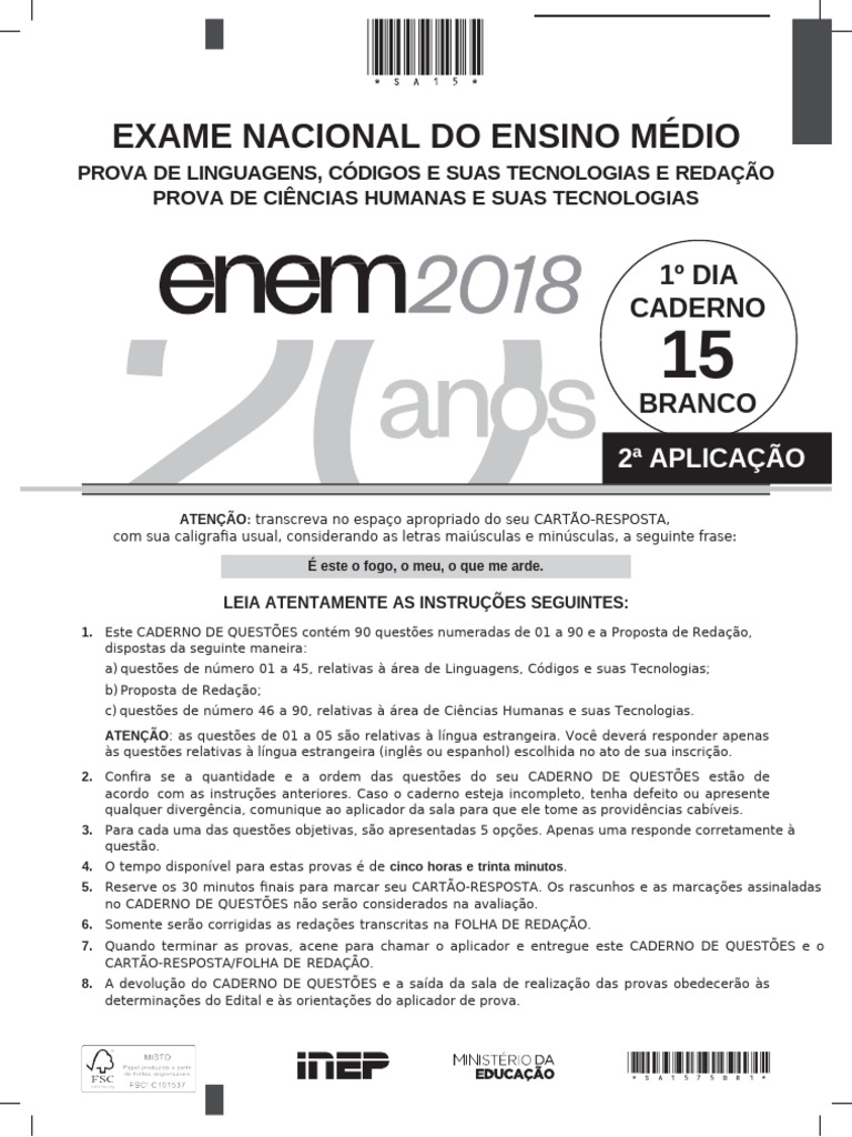 Enem PPL 2018 - 1º Dia | PDF