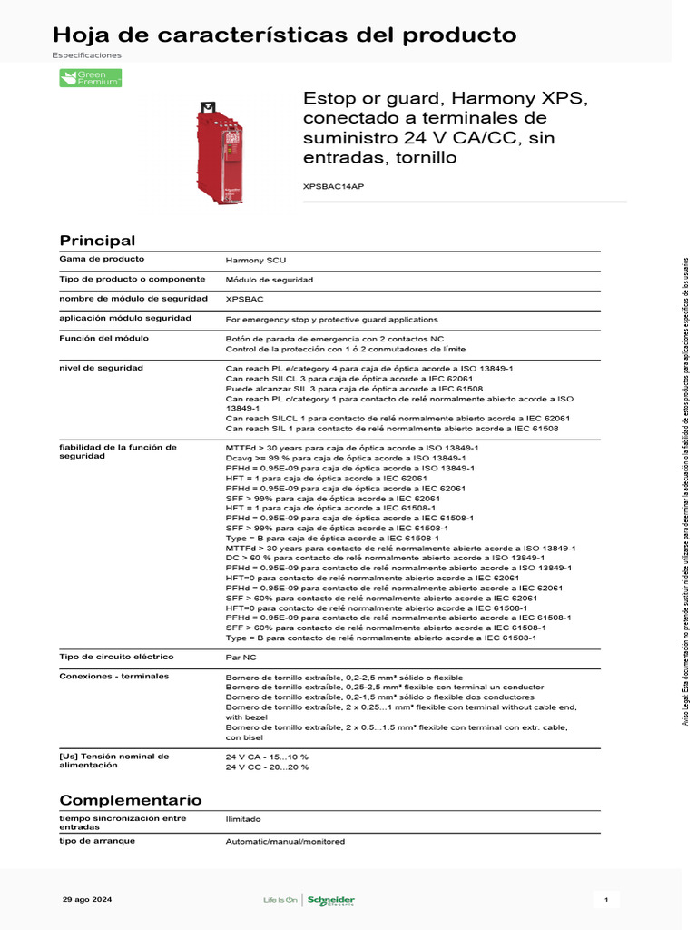Schneider Electric - Harmony-XPS - XPSBAC14AP | PDF