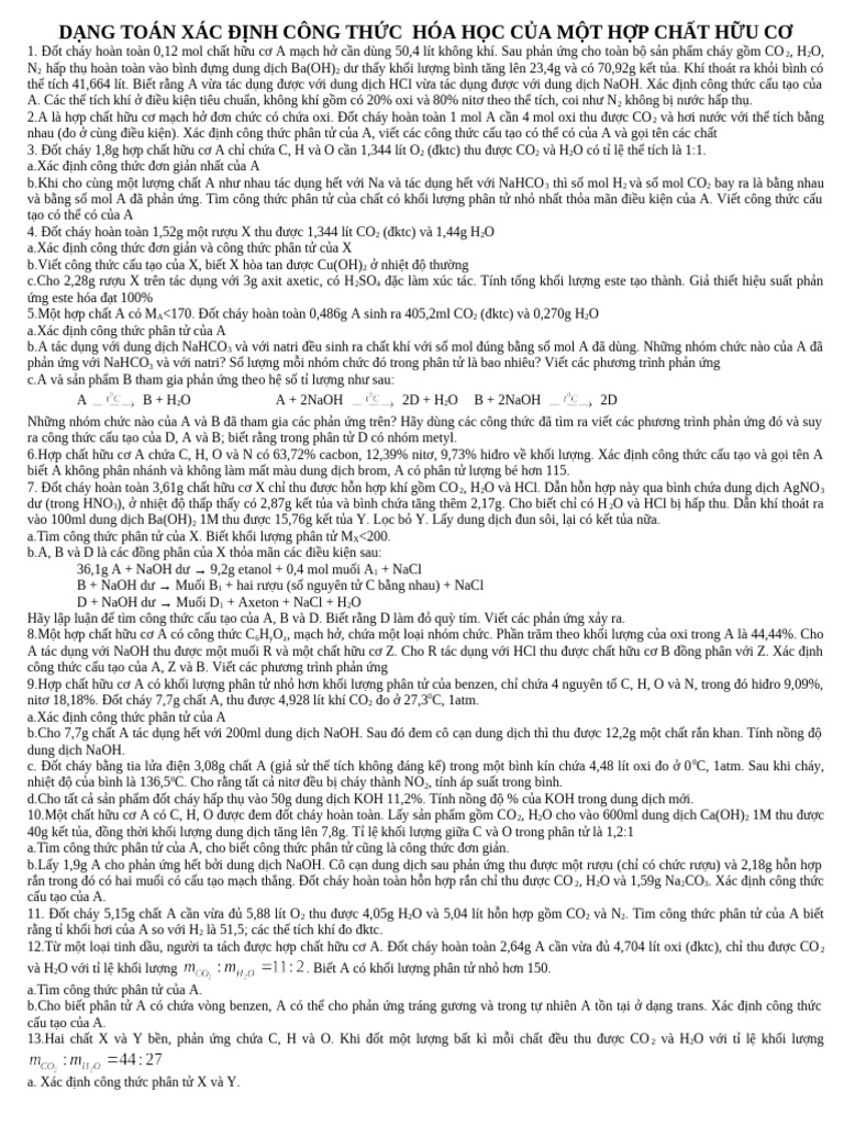 XAC DINH CONG THUC HOP CHAT HUU CO Kho | PDF