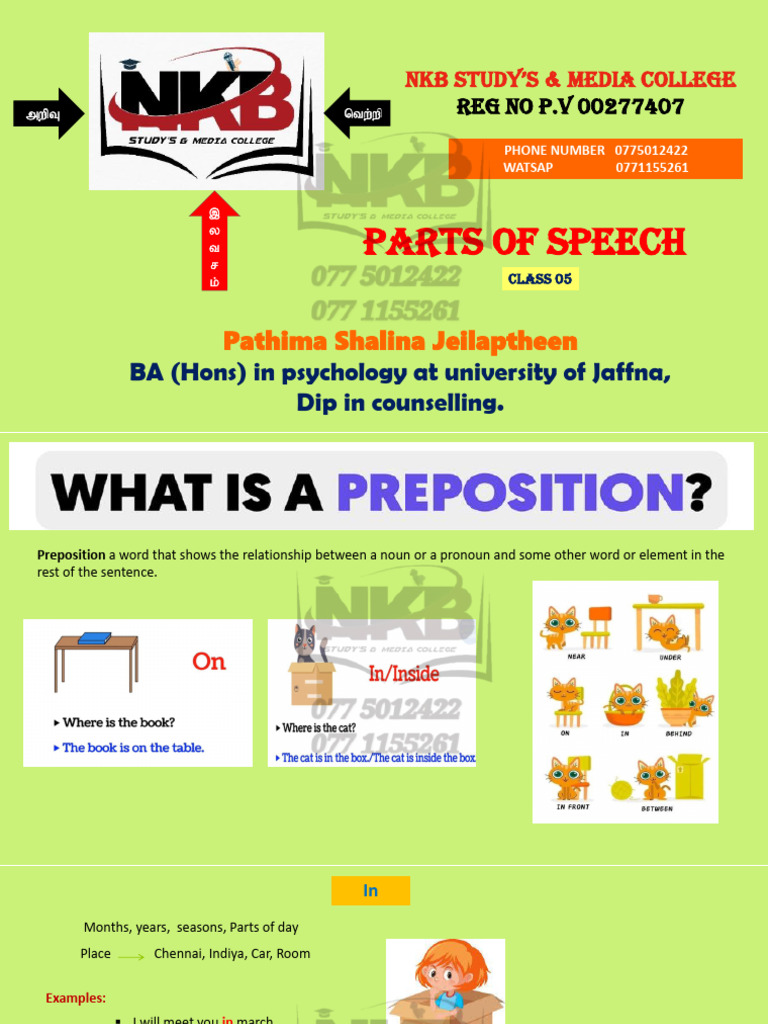 preposition class 05 | PDF