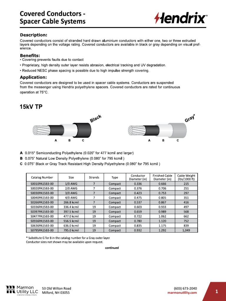 Spacer Cable Catalog Sheets | PDF