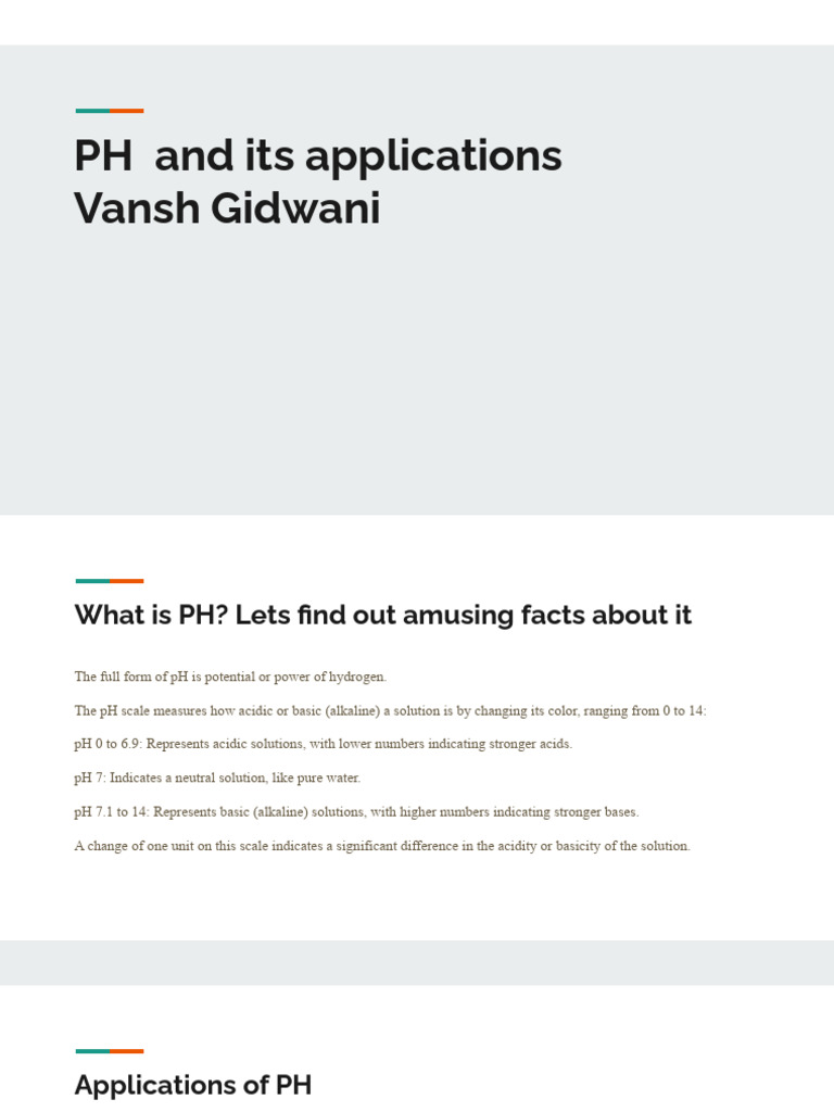 PH and Its Applications (Vansh Gidwani) | PDF