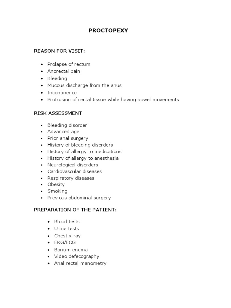 Proctopexy | PDF | Rectum | Digestive System