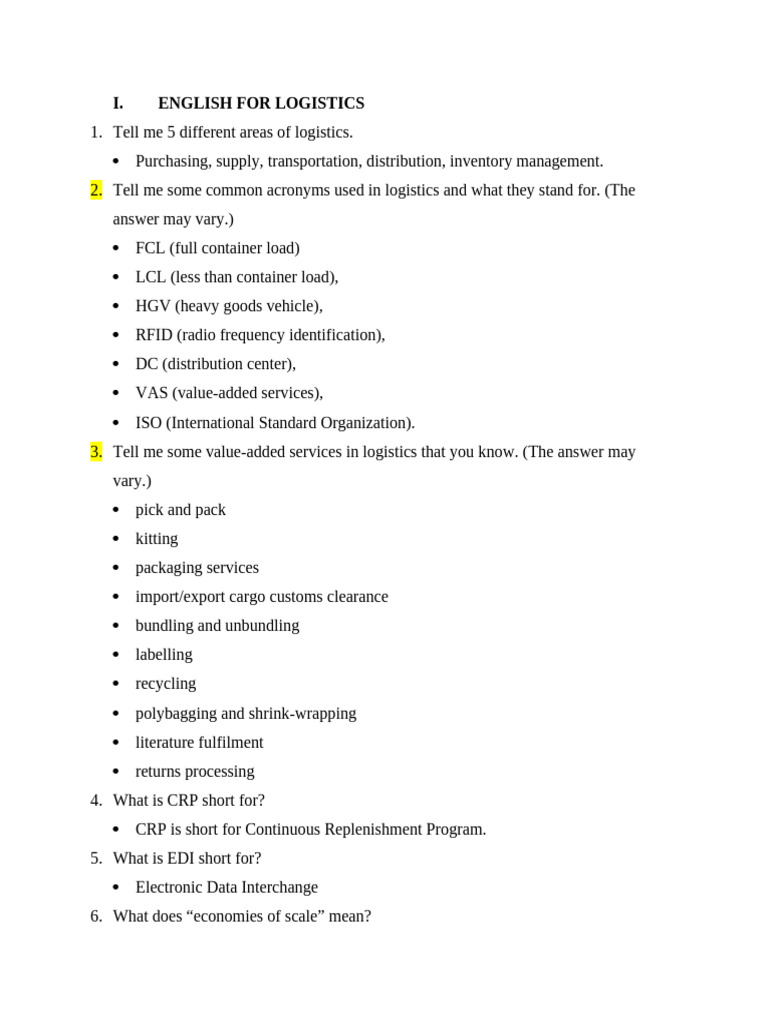English For Logistics | PDF