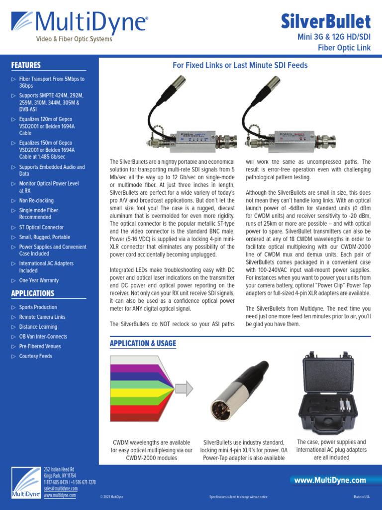 SilverBullet - Data - Sheet - Receiver - 08292024 | PDF | Wavelength ...