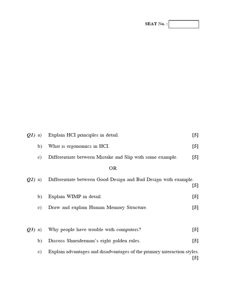 SPPU TE AIDS Human Computer Interface Ele I Oct 2022 | PDF