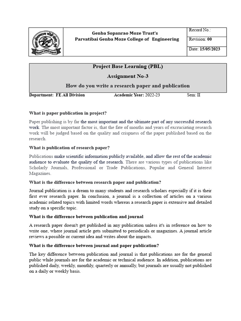 PBL Assignment 3 | PDF
