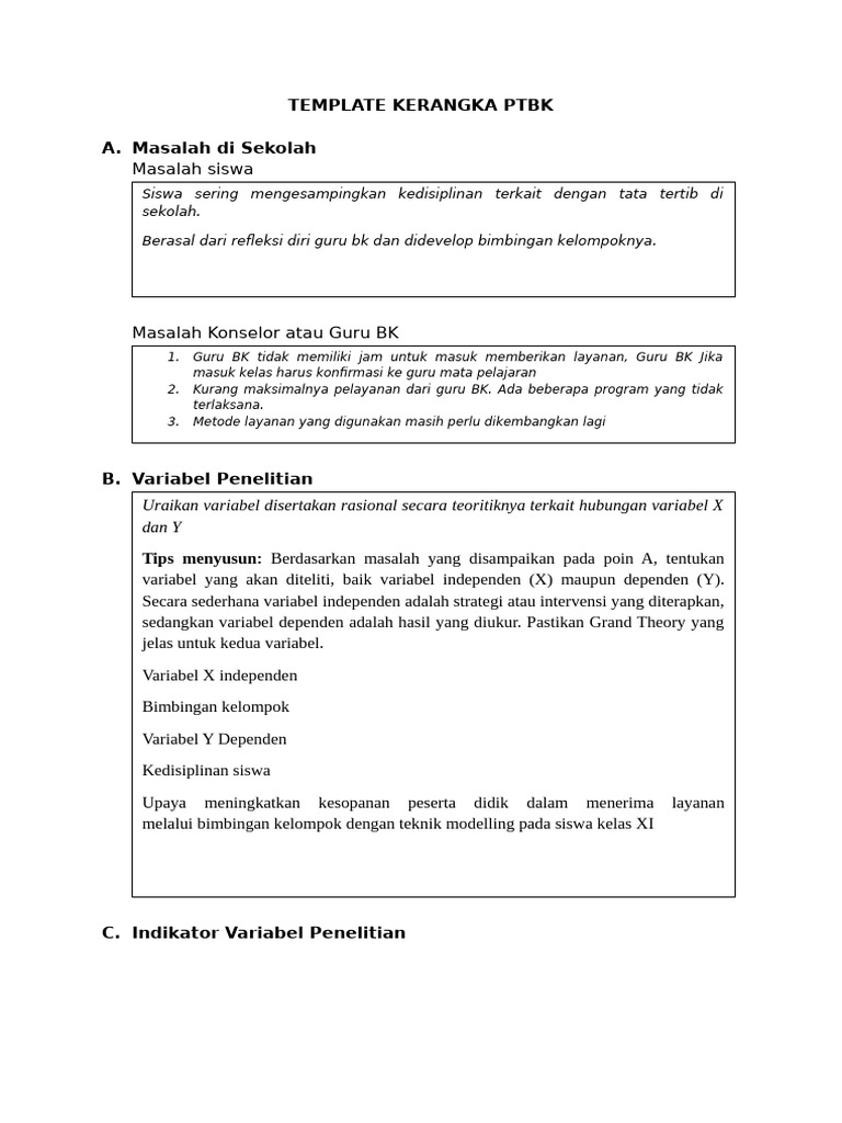 Template Kerangka PTBK Batch 2 | PDF