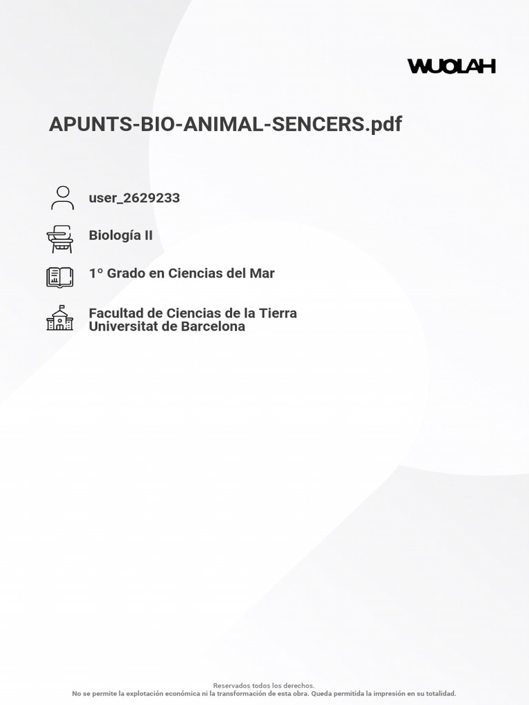 Apunts Bio Animal Sencers | PDF